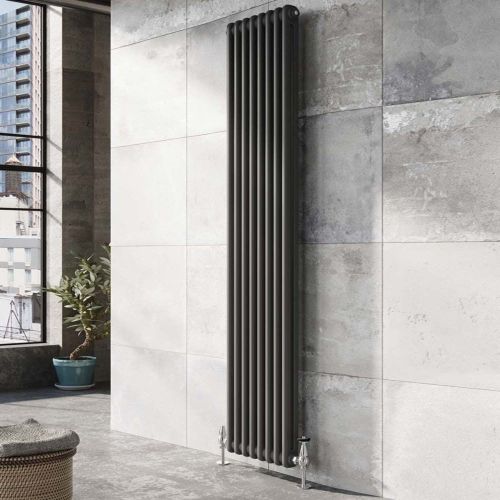 Upton Grey Double Vertical Column Radiator – 1800x200mm | Grey Radiator