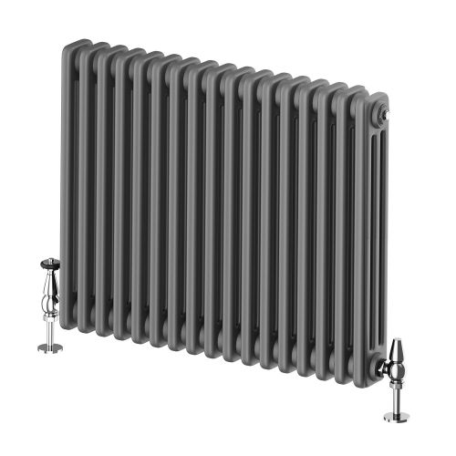 Upton 600x1010mm Triple Horizontal Column Radiator – Grey | Easy Bathrooms