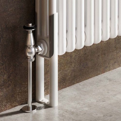 Upton White Double Column Radiator Feet – Pair | Easy Bathrooms
