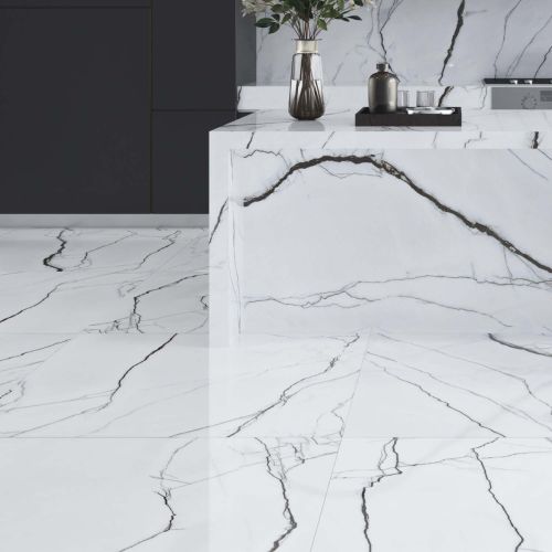 Marquis White Marble Gloss Porcelain Tile - 1200 x 1200mm | Large ...