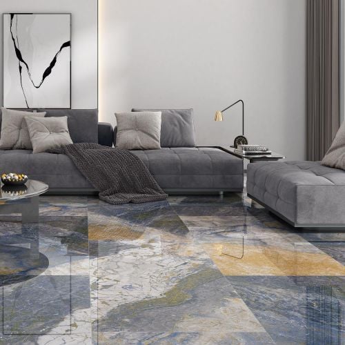 Adonis Blue Marble Polished Porcelain Tile - 1200x600mm | Large ...