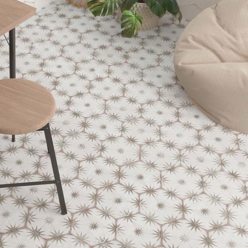 Elise Decor Taupe Hexagon Matt Porcelain Tile - 228 x 198mm | Patterned ...