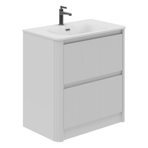 Ribbed Floorstanding Vanity Unit with Drawers in White | Fluted ...