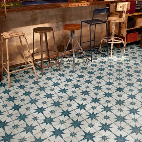 Fired (Damero) Star Blue Matt Ceramic 450x450mm Tiles | Easy Bathrooms