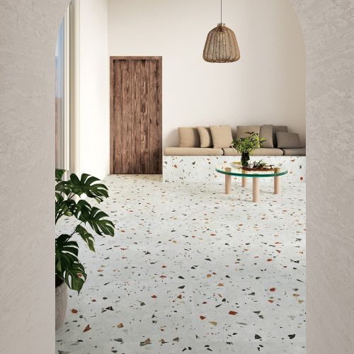Bono Pearl Matt Porcelain Terrazzo Tile | Terrazzo Floor Tiles