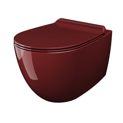 Wall Hung Toilet With Tornado Flush in Rubino Gloss | Coloured Toilets