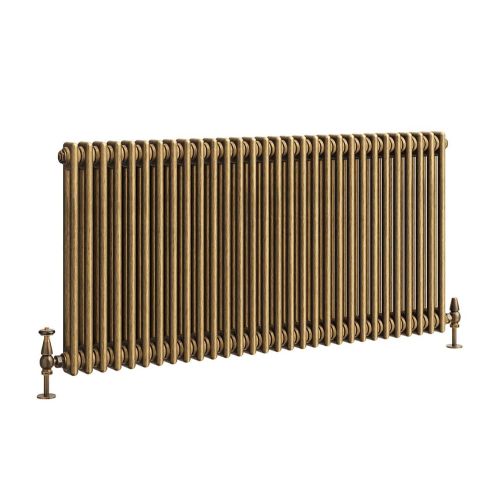 Clement Antique Brass Double Horizontal Column Radiator - 600x1370mm ...