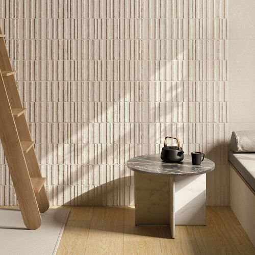 Matterhorn Bone Wavy Matt Ceramic Tile - 1000x333mm | Stone Effect Tiles