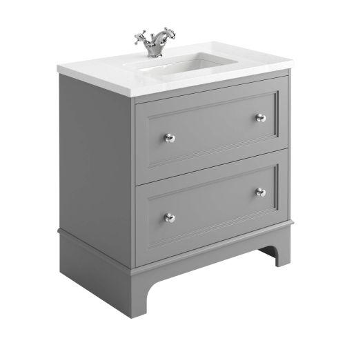 Ferris 650mm Vanity Unit in Light Grey with Quartz Worktop & Ceramic ...