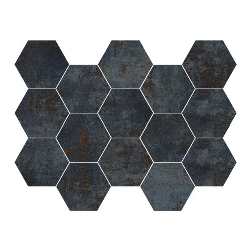 Metallon Hexagon Royal Blue Mosaic - 225 x 325mm | Easy Bathrooms