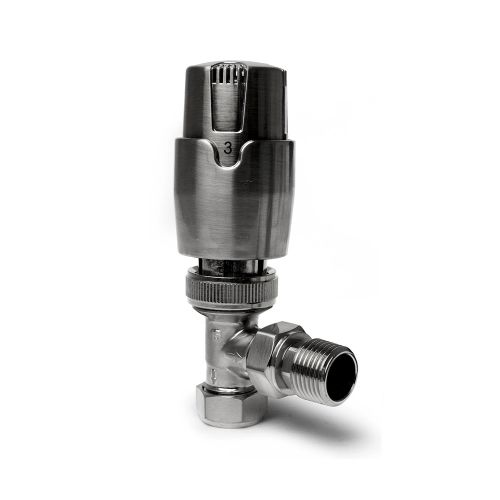 Gunmetal Angled Thermostatic Radiator Valves | Pair of TRVs