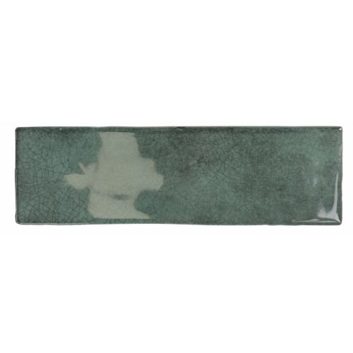 Borneo Green Crackle Gloss Brick Tile 65x200mm | Green Wall Tile