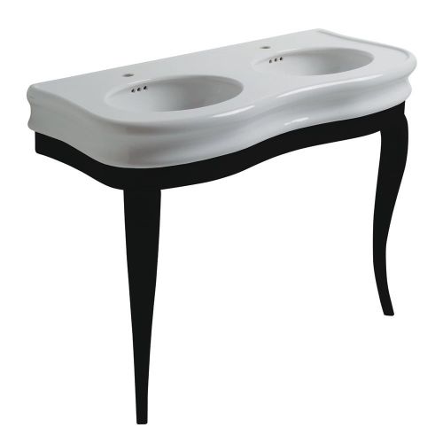 Laine Gloss Black Double Console Basin with Wooden Stand | Double ...