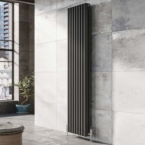 Upton 1800 x 290mm Triple Vertical Column Radiator – Grey | Easy Bathrooms