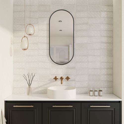 Zanzibar Blanco Gloss Ceramic Brick Tile | Ornate Ceramic Wall Tiles