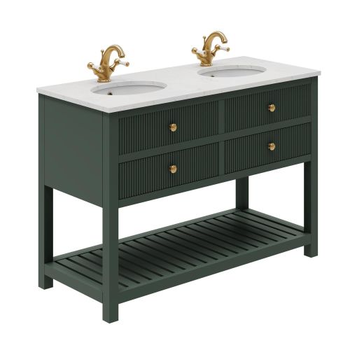 Addison Ribbed Green 1200mm Floor Standing Vanity Unit | Fluted Green ...