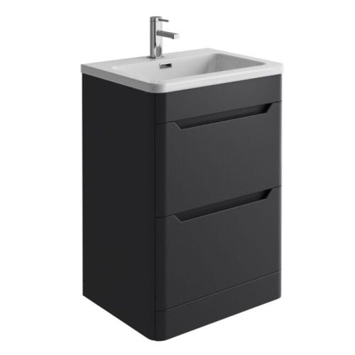 Ellis 600mm Freestanding Black Vanity Unit with Basin | Easy Bathrooms