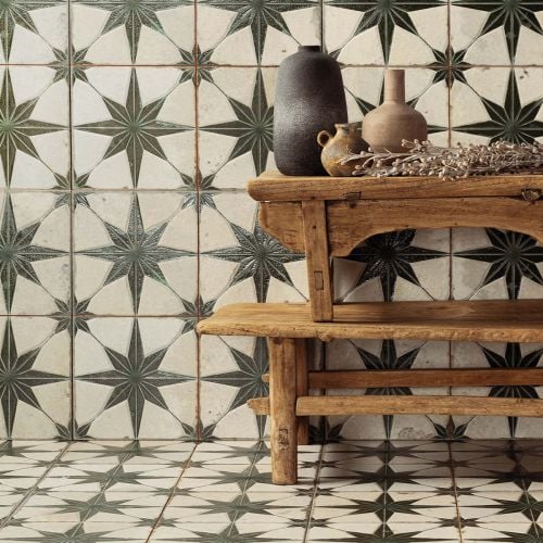 Hades Sage Lappato Ceramic Tile - 450x450mm | Star Pattern Tiles
