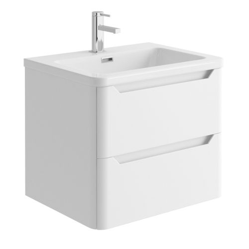 Ellis 600mm Wall Hung White Vanity Unit with Basin | Easy Bathrooms