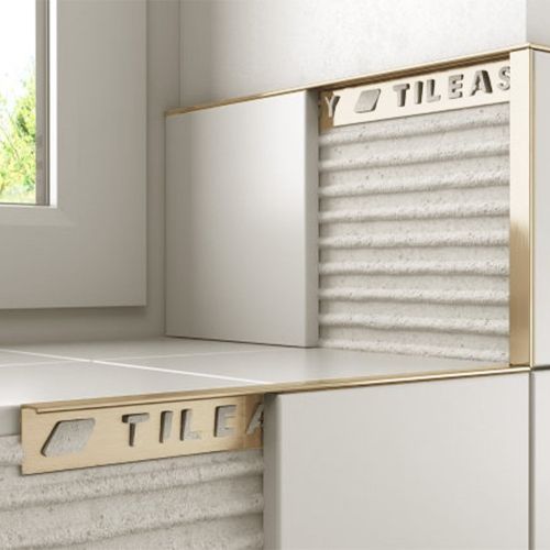 Square 12mm Matt Gold Tile Trim | Easy Bathrooms