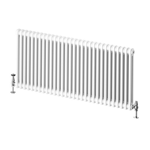 Upton White Double Horizontal Column Radiator - 600x1370mm