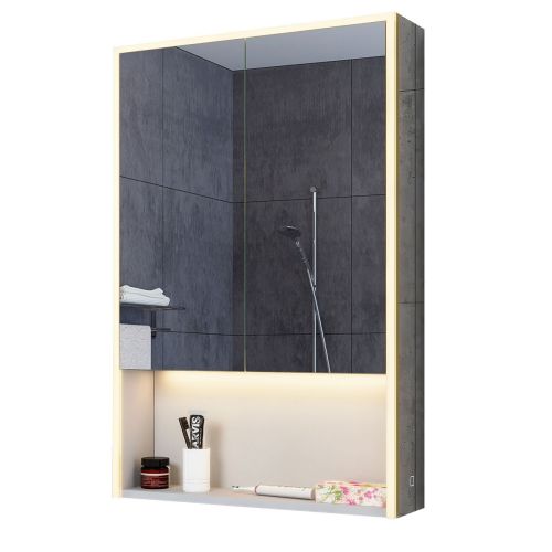 Orbit Aluminium LED Mirrored Wall Cabinet with Dual Light Mode ...