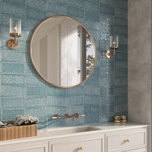 Zanzibar Mar Gloss Ceramic Brick Tile | Ornate Ceramic Wall Tiles