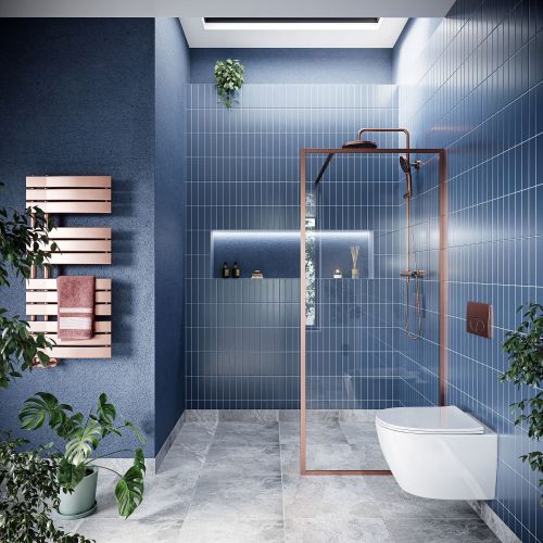 Amien Brushed Bronze Framed Shower Screen | Walk In Wetroom Screens