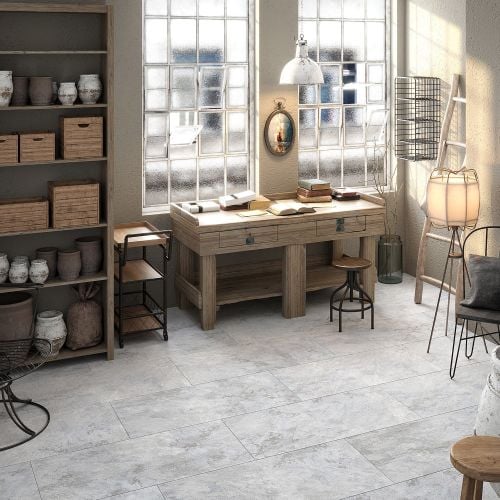 Paris Grey Matt Porcelain Tile - 1200x600mm | Stone Effect Tiles