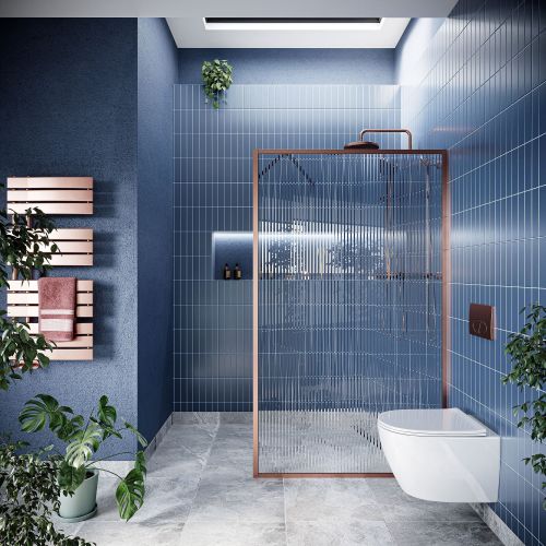 Amien Bronze Fluted Shower Screen 1180mm | Ribbed Shower Screen