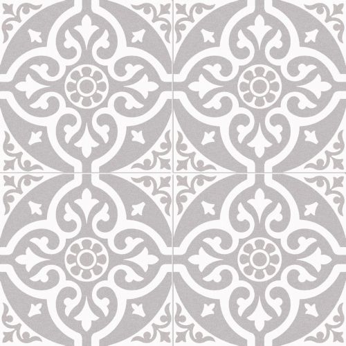 Chard Grey Ornate Ceramic Tile 450 x 450mm | Easy Bathrooms