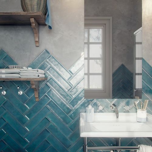 Navajo Pacifico Gloss Ceramic Brick Tile – 75x300mm | Easy Bathrooms