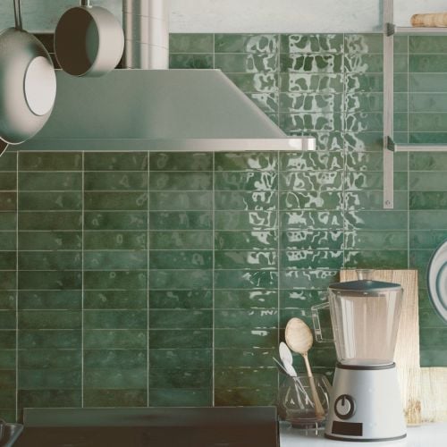 Napoli Verde Gloss Porcelain Brick Tile | Subway Tiles