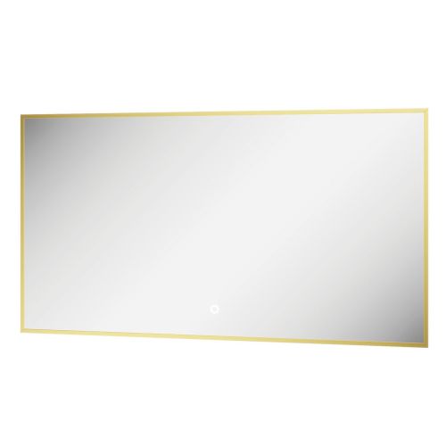 Rione Rectangular Gold Backlit LED Mirror 850x550mm | Gold Framed Light ...