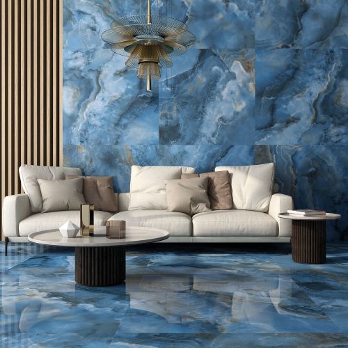 Osaka Blue Super Polished Tile | Blue Onyx Tiles