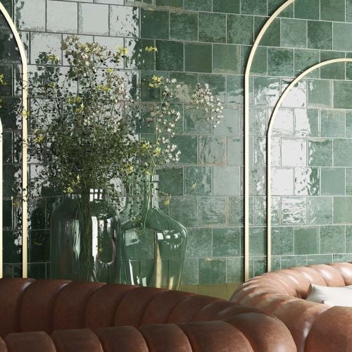 Bergamo Green Porcelain Square Brick Tile | Brick Tiles