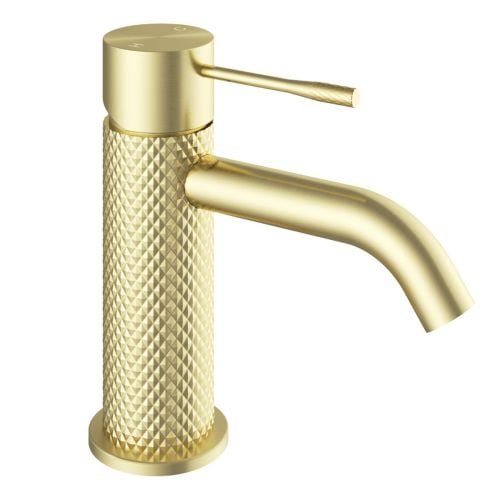Moray Knurled Brushed Gold Basin Mono Mixer Tap | Easy Bathrooms