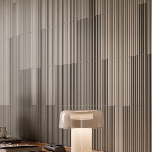 Prism Ribbed Taupe Matt Ceramic Brick Tile | Fluted Tiles