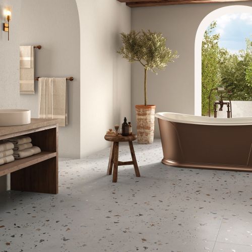 Bono Pearl Matt Porcelain Terrazzo Tile | Terrazzo Floor Tiles