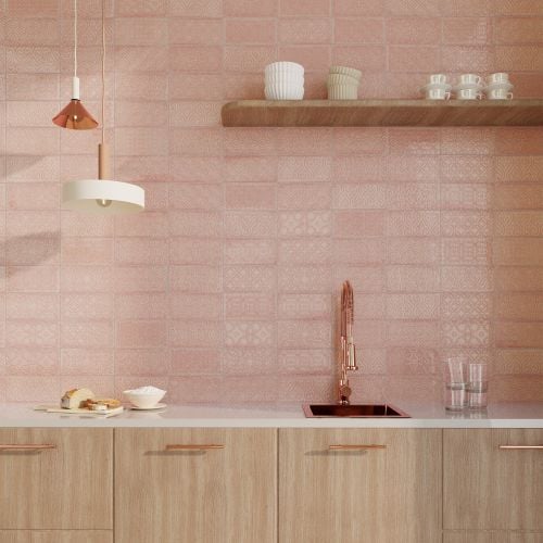 Zanzibar Salmon Gloss Ceramic Brick Tile | Ornate Ceramic Wall Tiles ...