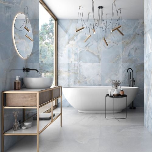 Osaka Pearl Super Polished Tile | Blue Onyx Tiles