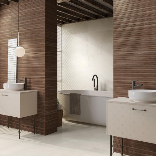 Amazon Slatted Wood Matt Ceramic Tile - 900x300mm | Slat Wood Wall Tiles