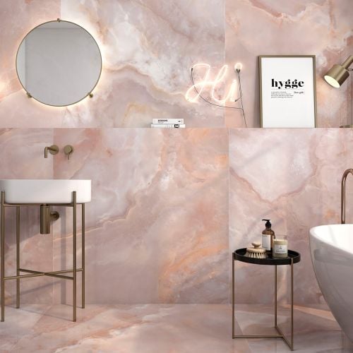 Osaka Coral Super Polished Tile | Pink Onyx Tiles
