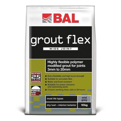 BAL Grout Flex Wide Joint 10kg Mid Grey | Easy Bathrooms & Tiles