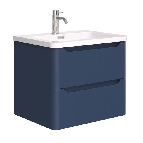 Ellis Royal Blue Wall Hung Vanity Unit with Ceramic Basin 500mm | Easy ...